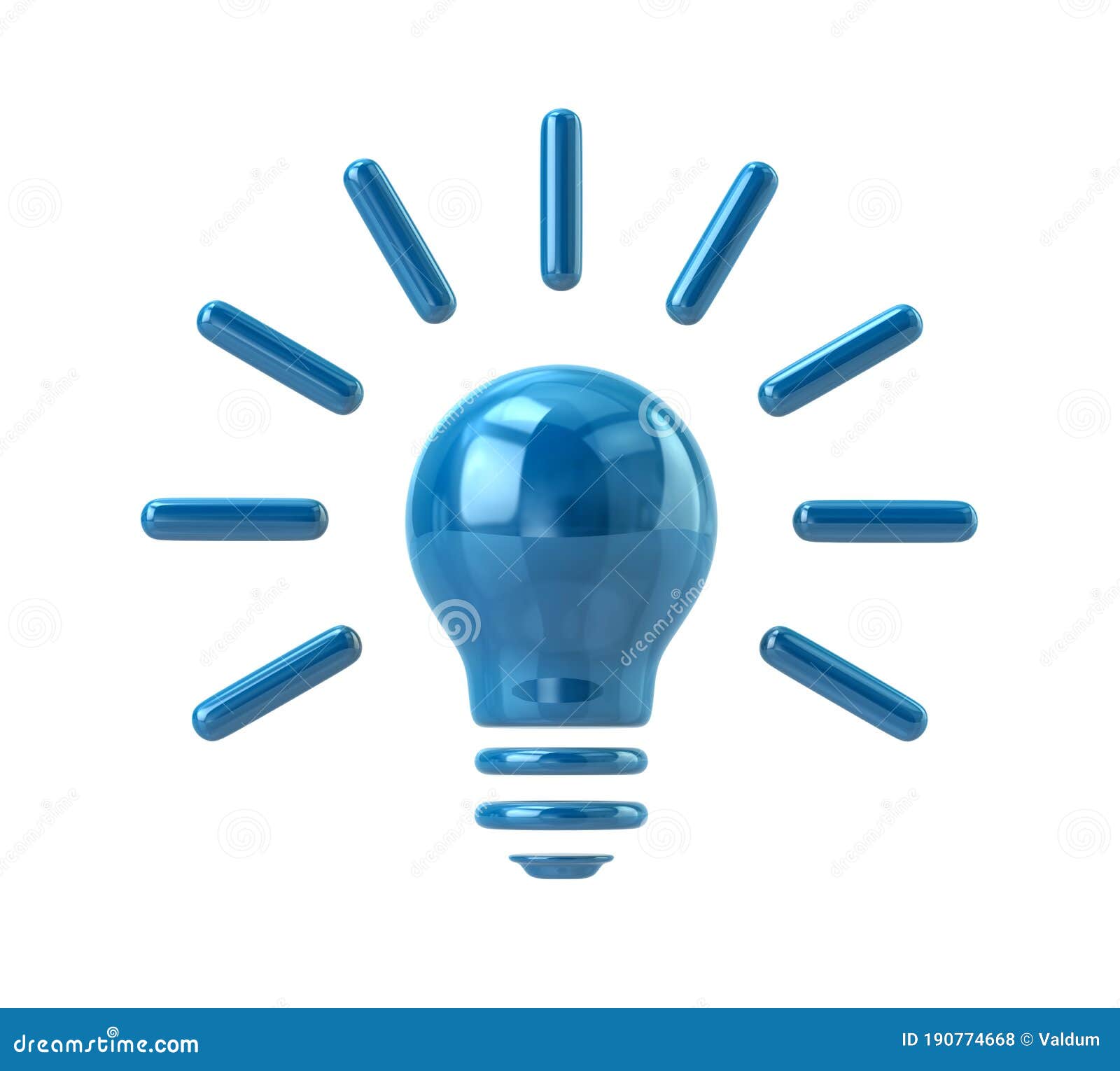 Blue Light Bulb Icon 3d Illustration Stock Illustration - Illustration ...