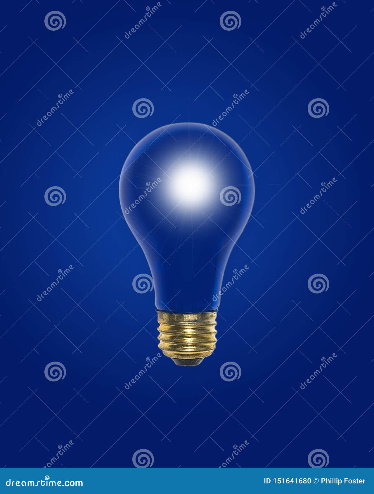 Blue Light Bulb with White Glow Inside Stock Illustration ...