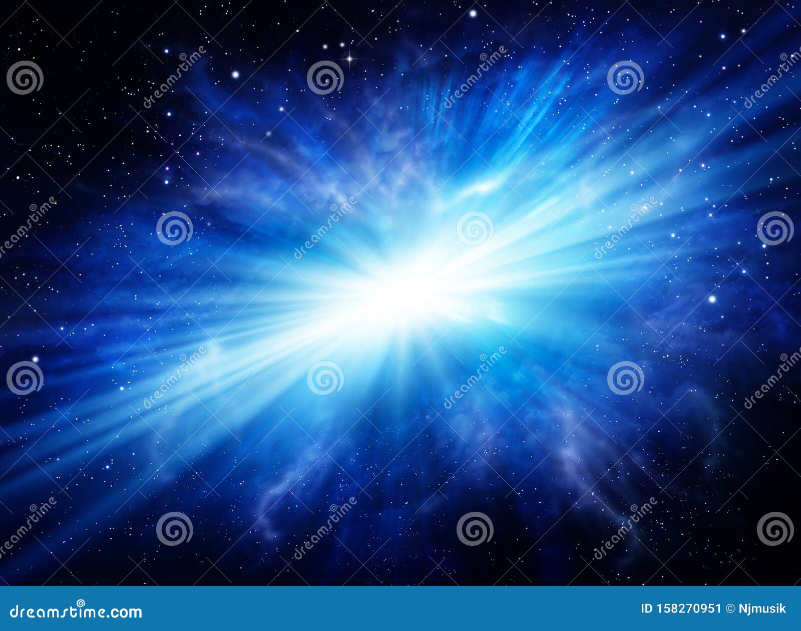 Blue Light Burst Explosion in Space Stock Illustration - Illustration ...