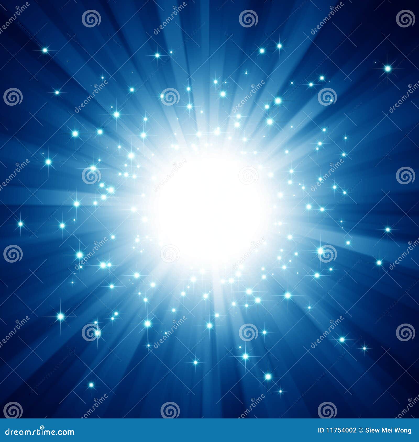 Blue Light Burst with Stars Stock Illustration - Illustration of burst ...