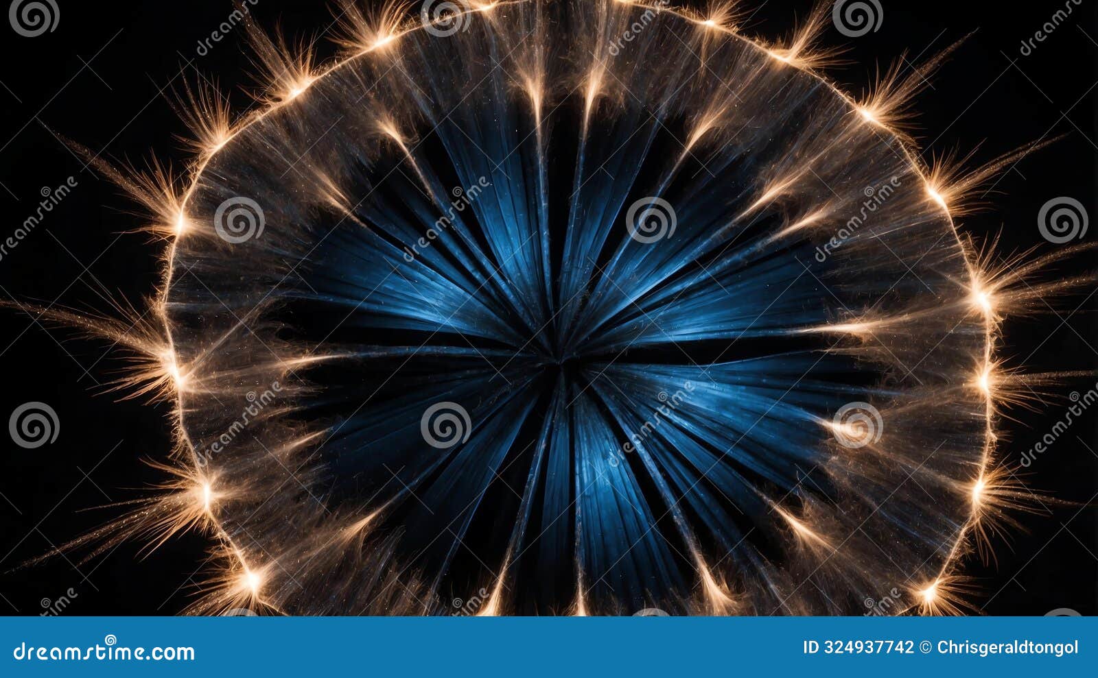 Blue Light Center Radial Explosion Isolated in Black B Ai Generated ...