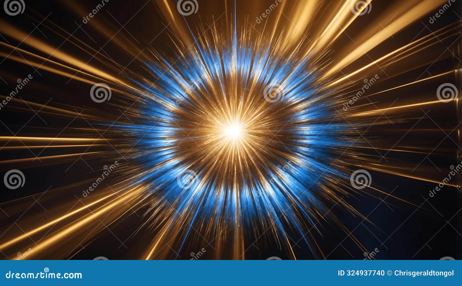 Blue Light Center Radial Explosion Isolated in Gold Ba Ai Generated ...