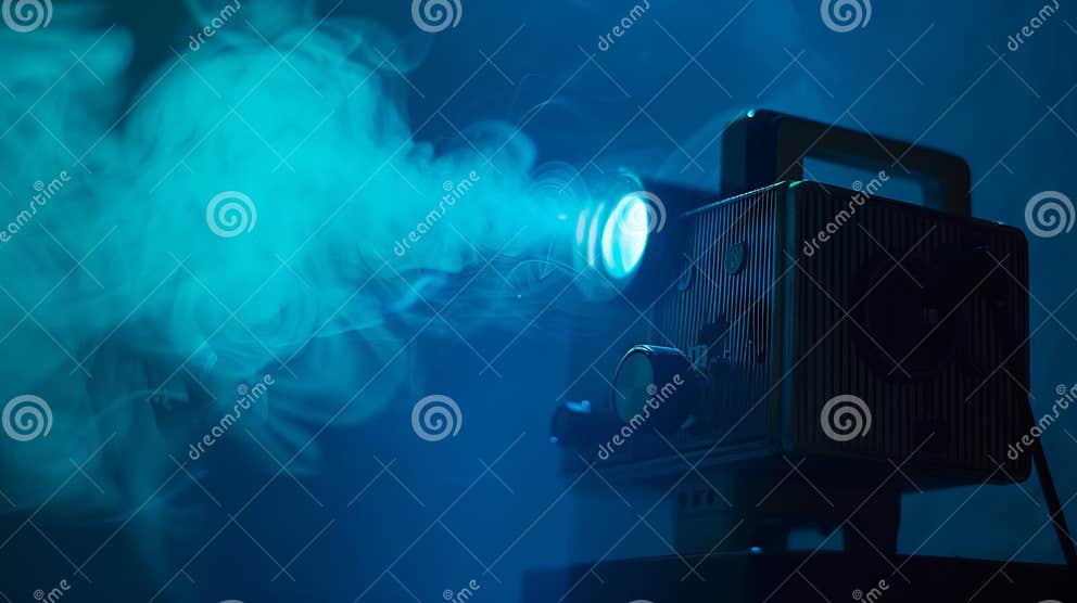 A Blue Light is Coming Out of a Projector Stock Photo - Image of steam ...