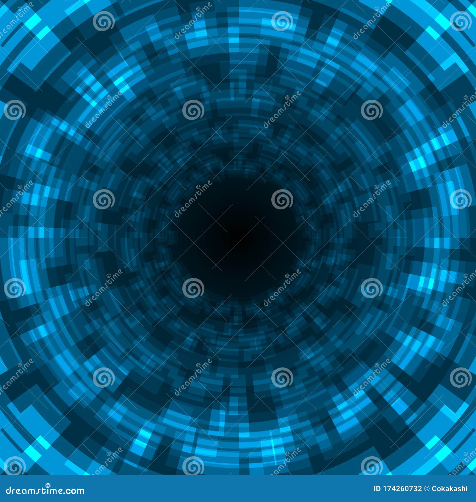 Blue Light Digital Data Transfer Tube Circle Center. Stock Vector ...