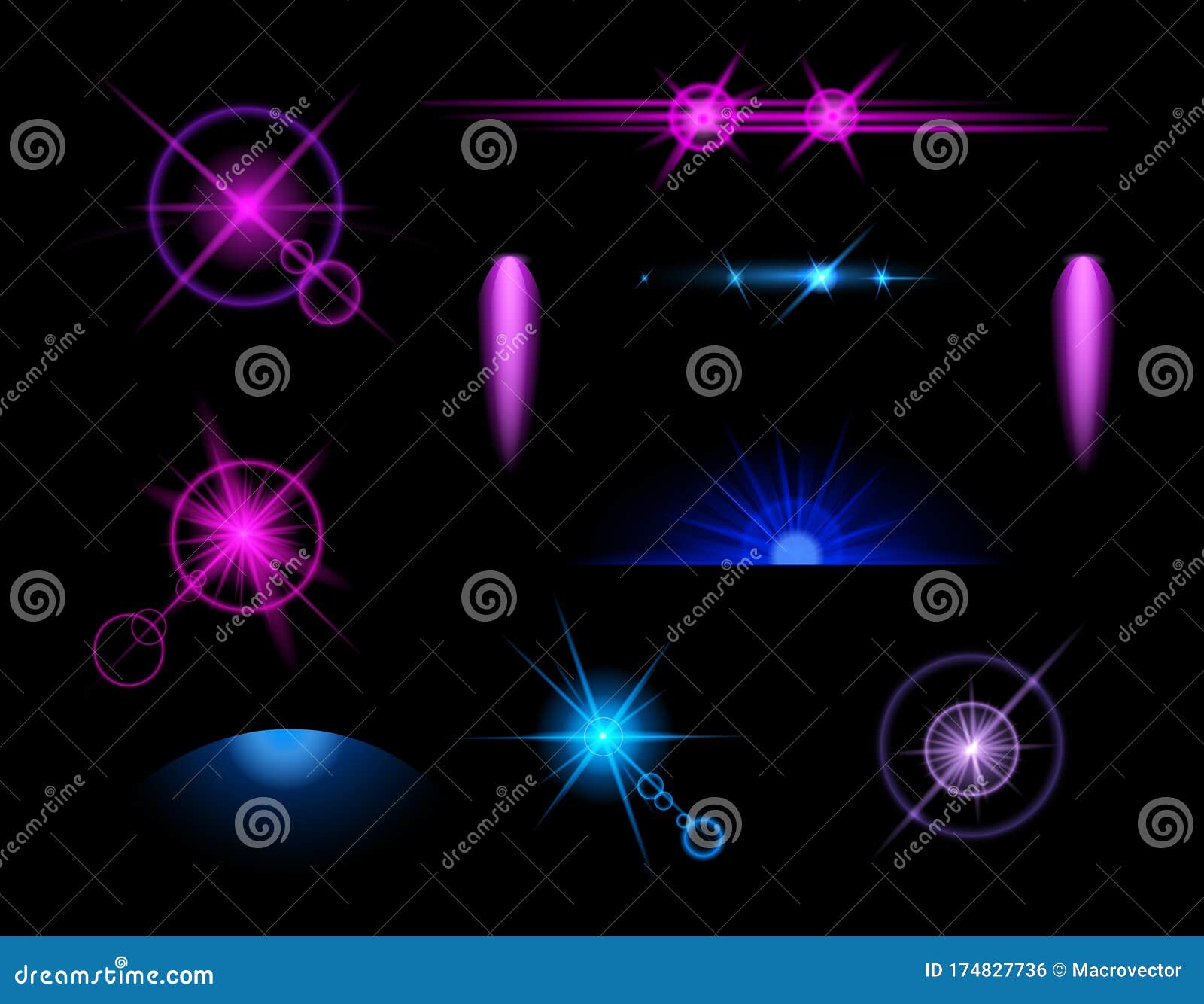 Blue Light Effects Icon Set Stock Vector - Illustration of energy, glow ...