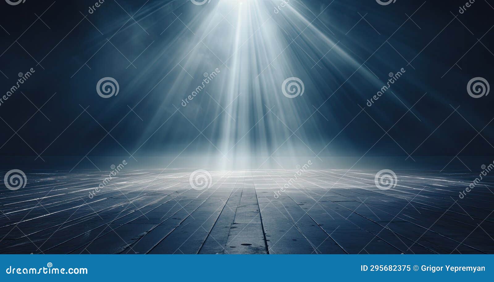 Blue Light Flow from a Shining Spot in a Dark Space, in the Style of ...