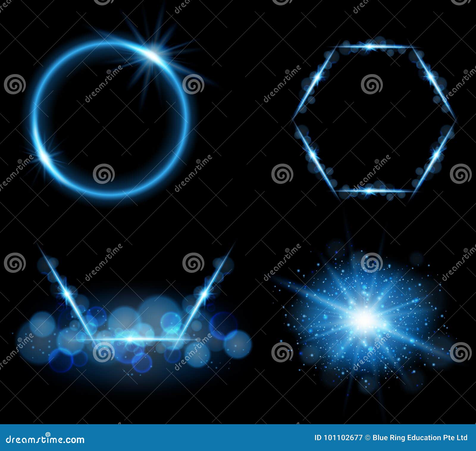 Blue Light in Four Different Designs Stock Vector - Illustration of ...