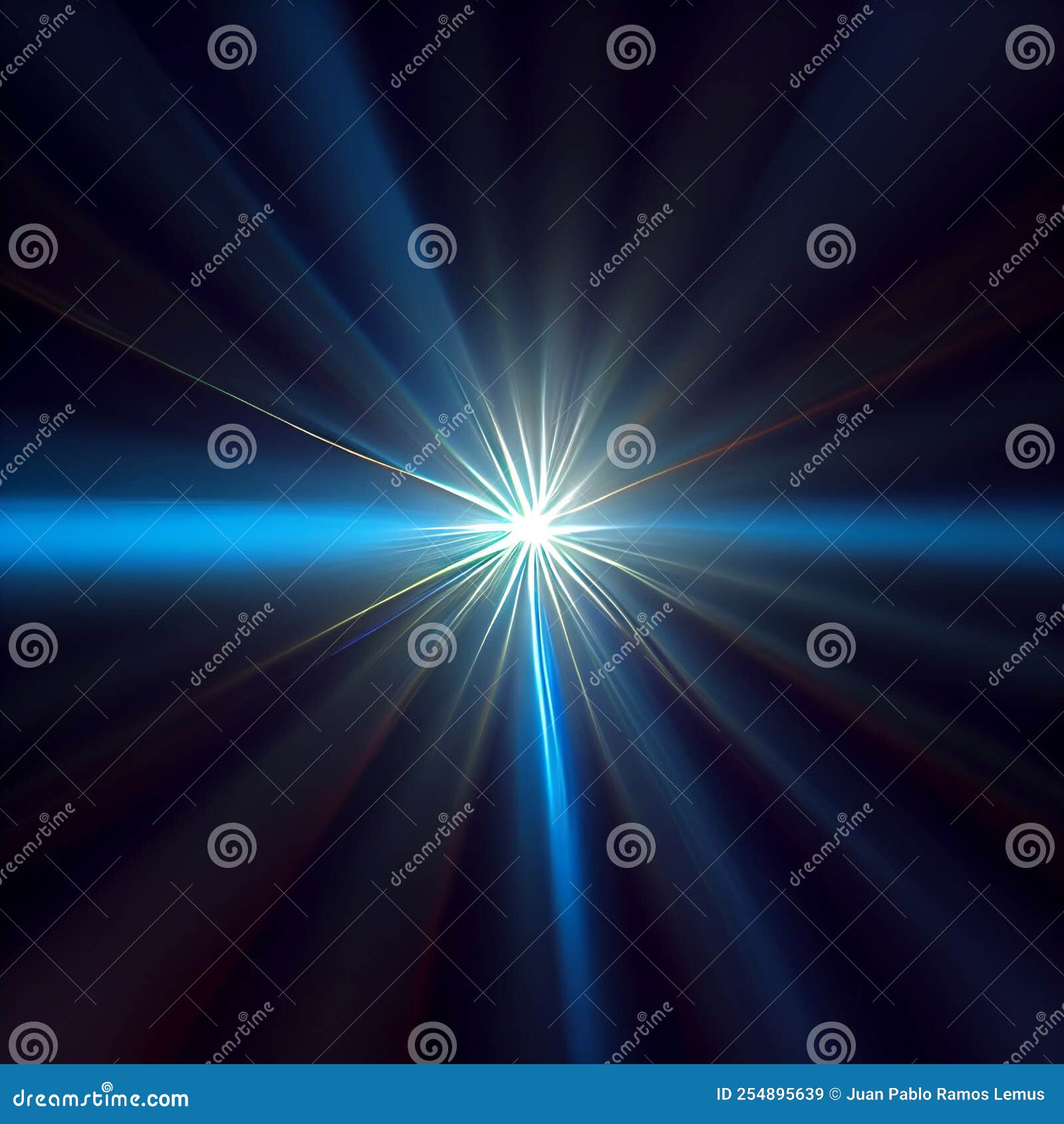 Blue Light Lens Flare on Black Background. Stock Illustration ...