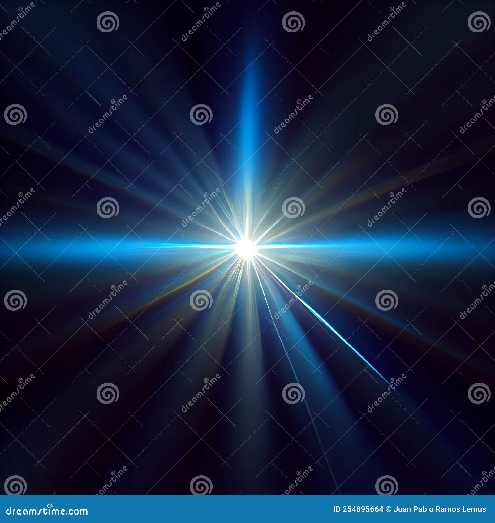 Blue Light Lens Flare on Black Background. Stock Illustration ...