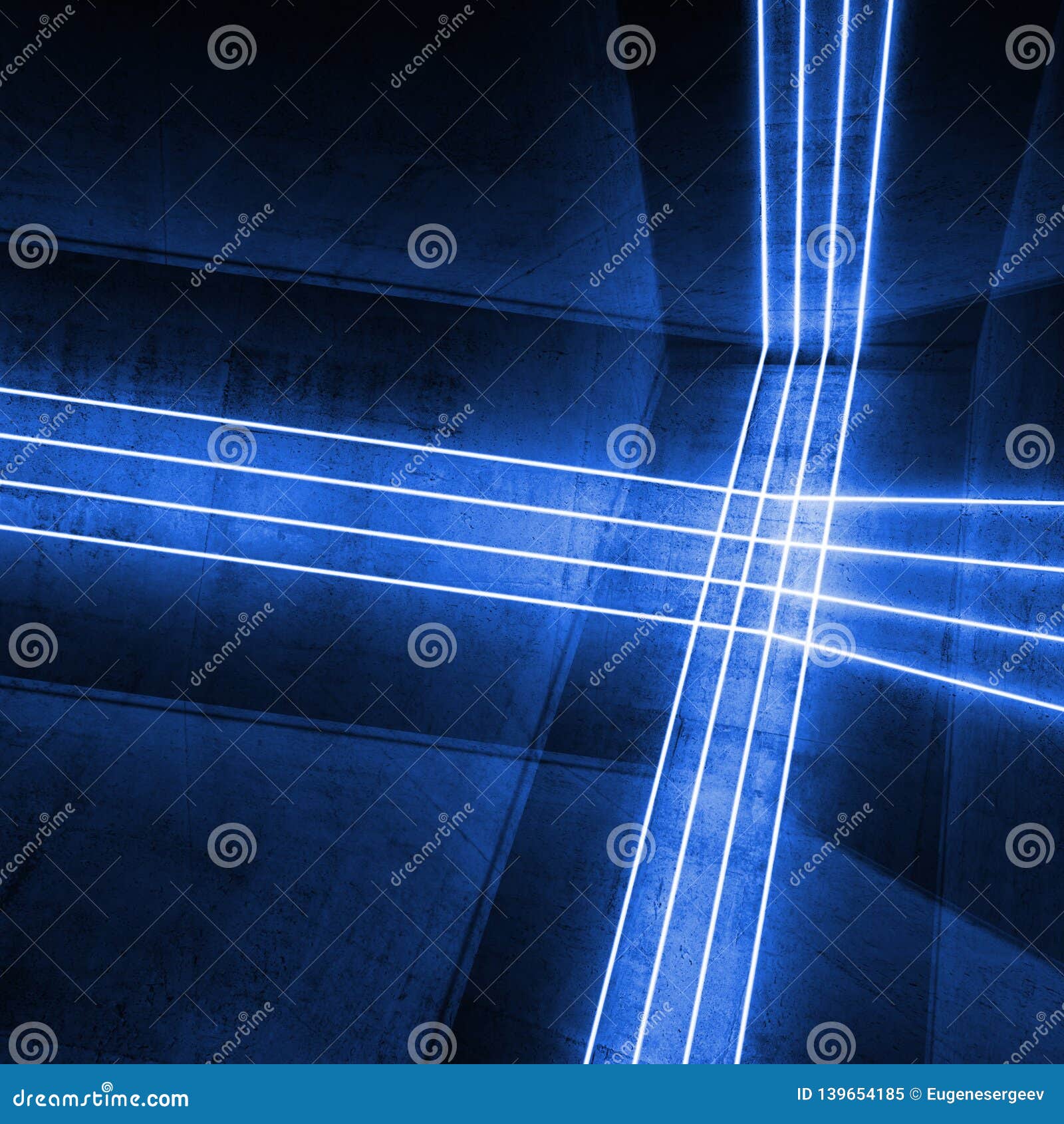 Blue Light Lines, 3d Render Illustration Stock Illustration ...