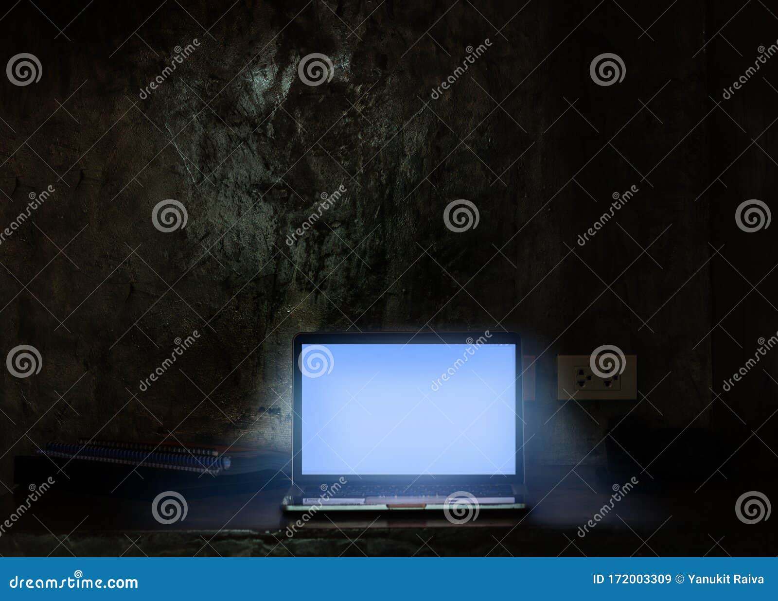 Blue Light from Mornitor Laptop Screen on Night Time Stock Image ...