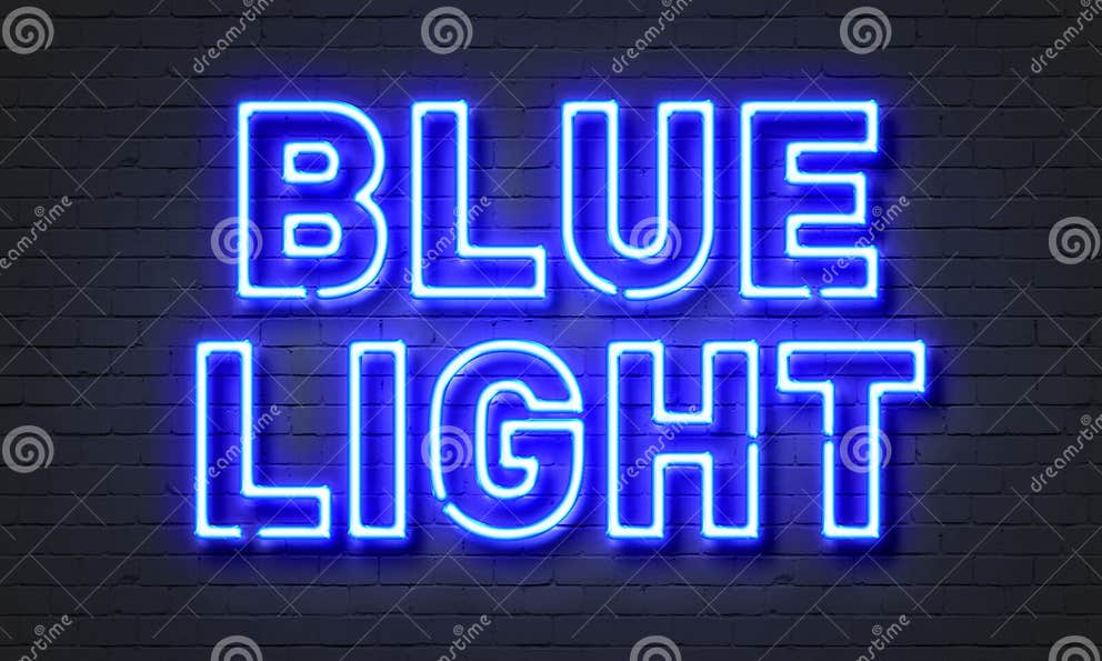 Blue light neon sign stock illustration. Illustration of advertisement ...