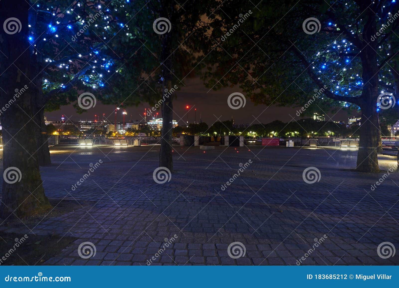 Blue light at the night stock photo. Image of mist, dots - 183685212