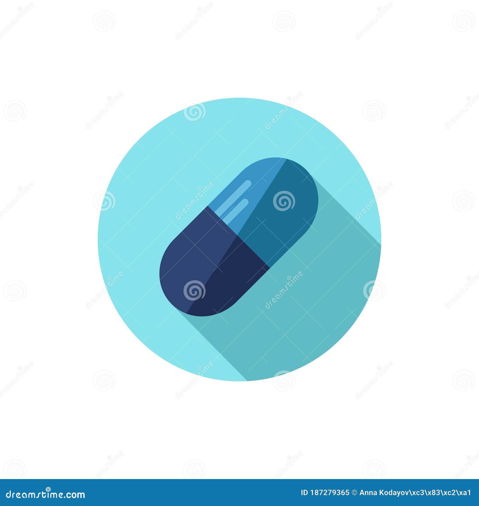 Blue and Light Blue Pill Medicine Flat Design Stock Vector ...