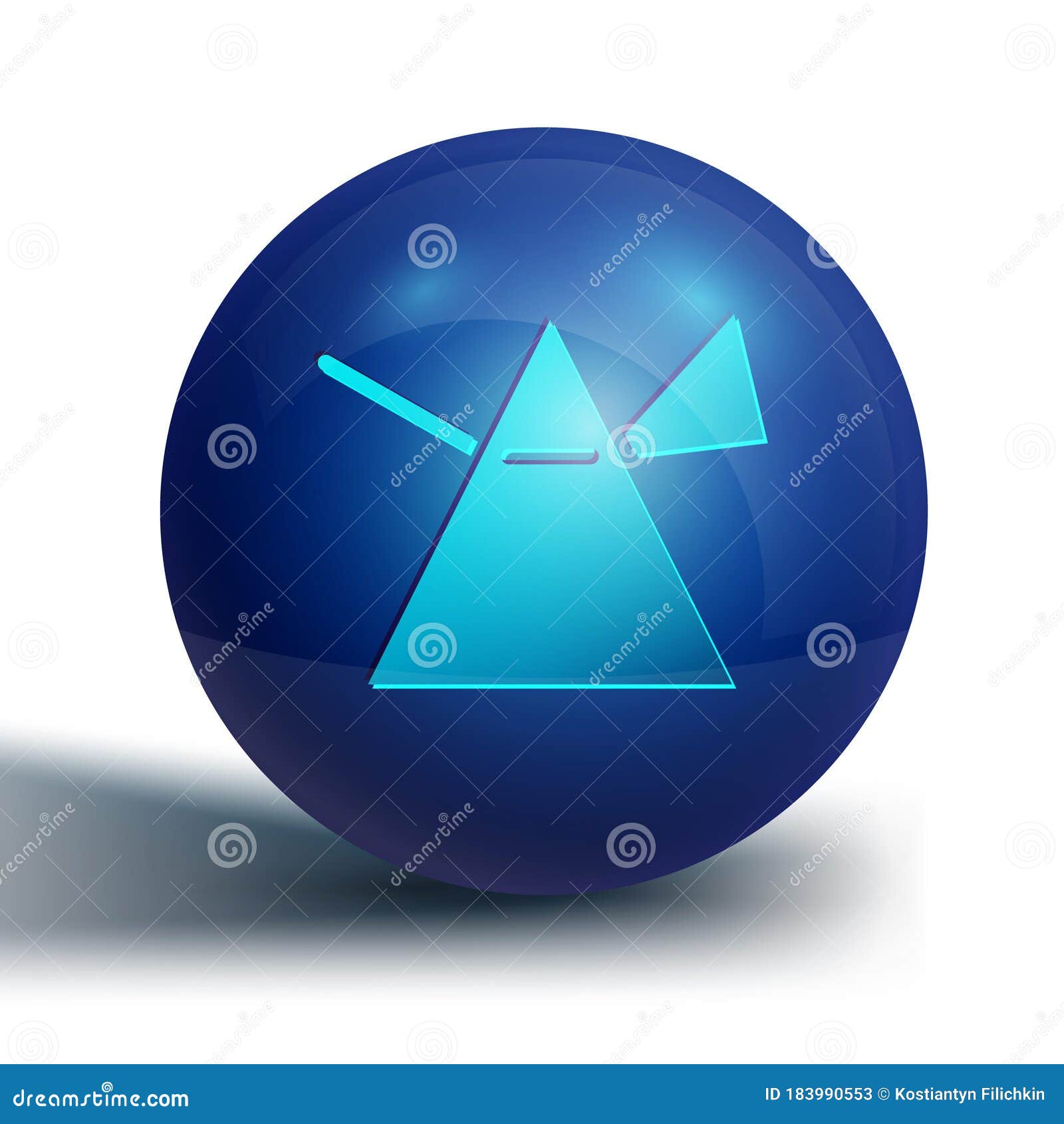 Blue Light Rays in Prism Icon Isolated on White Background. Ray Rainbow ...