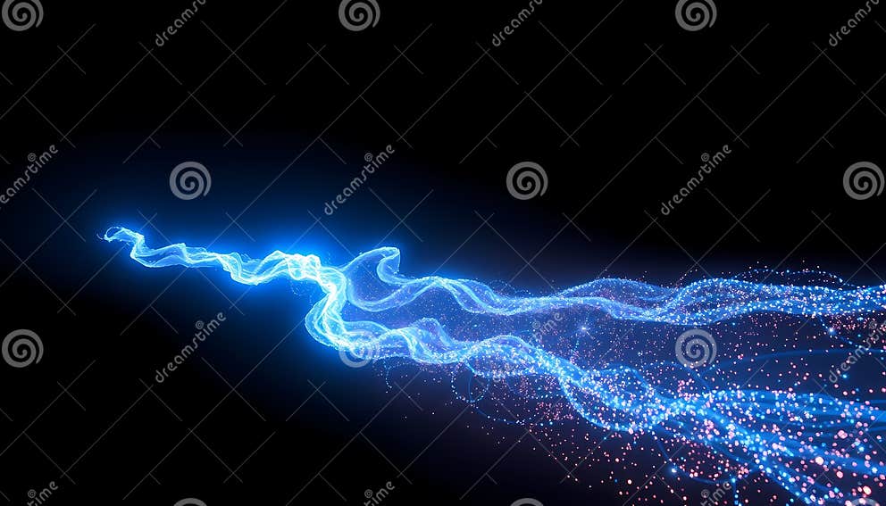 Blue Light River Flowing Dark Void Shimmering Particles Stock Image ...