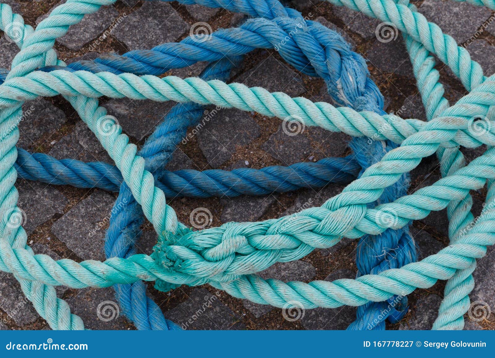 Blue and Light Blue Ropes on Stone Ground Stock Image - Image of ...
