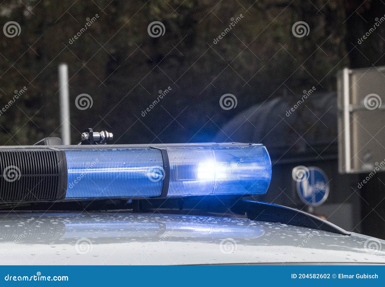 Blue Light Signal on a Police Car Stock Photo - Image of sign, signs ...
