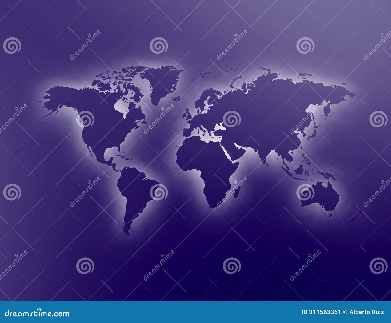Blue Light Silhouette of Modern World Map Stock Illustration ...