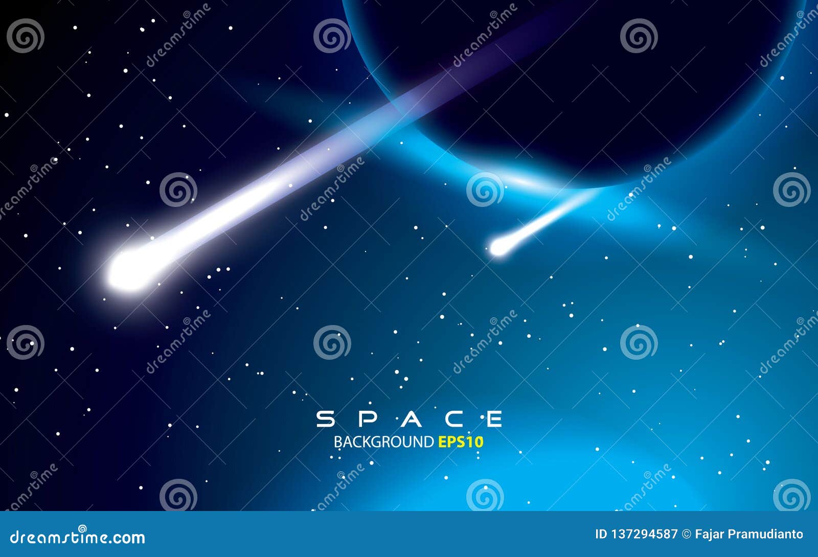Blue Light Space Background and Saturnus Vector. Futuristic Background ...