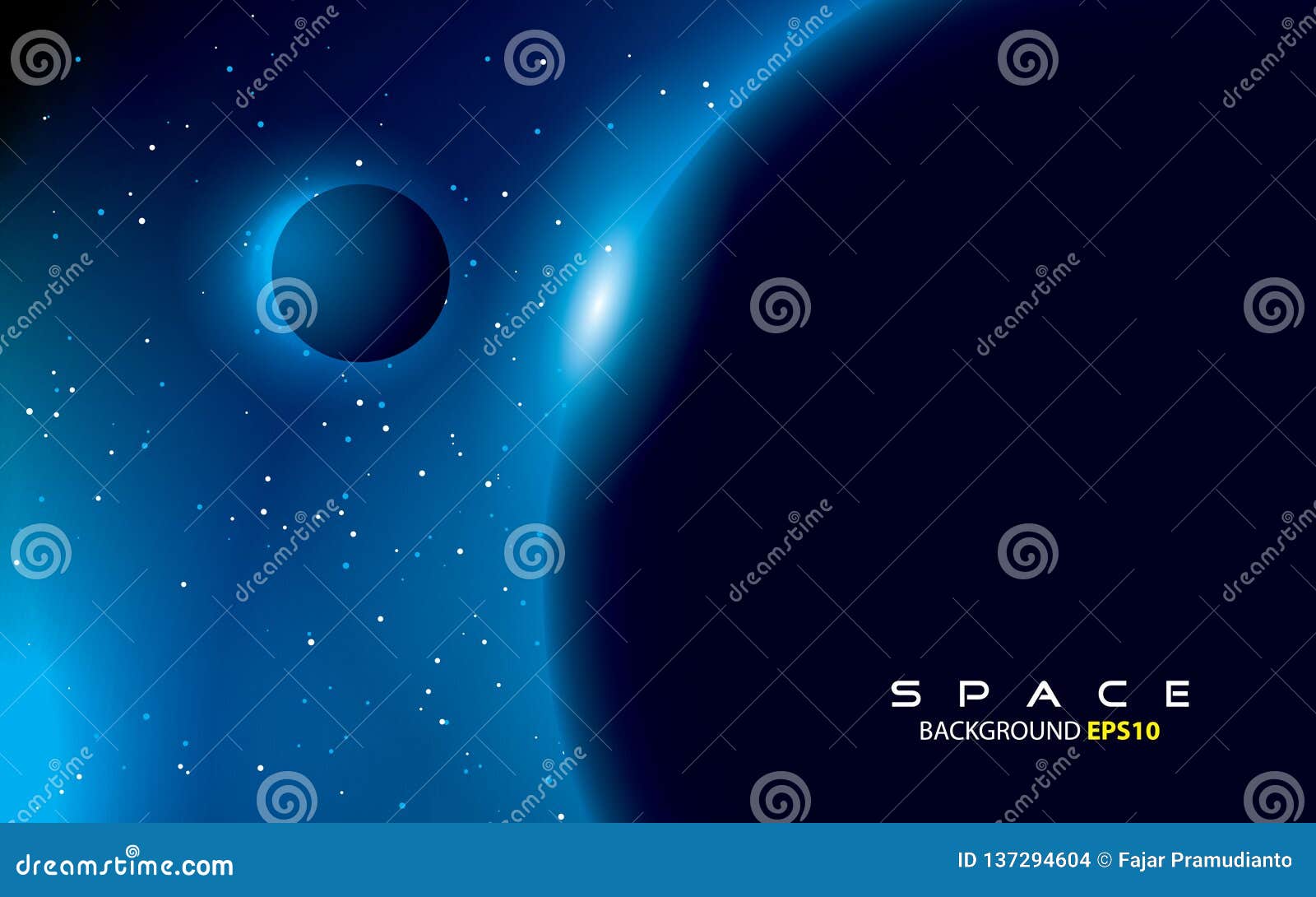 Blue Light Space Background and Saturnus Vector. Futuristic Background ...