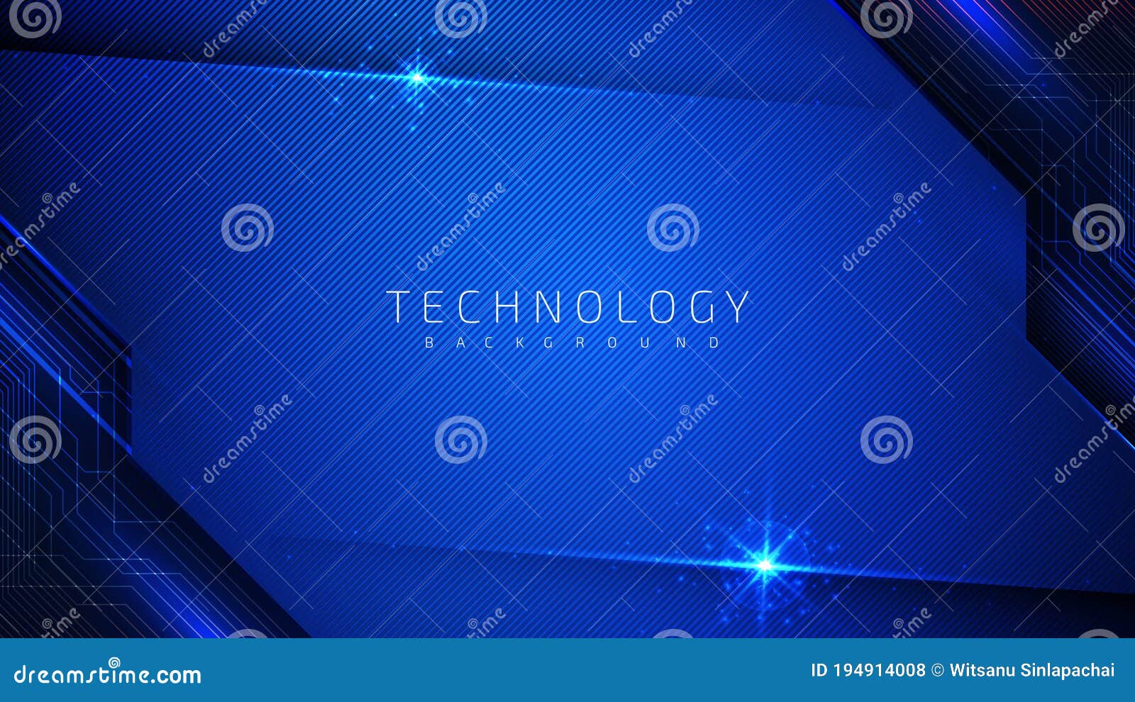 Blue Light Sparkle Line on Dark , Technology Design Concept . Abstract ...