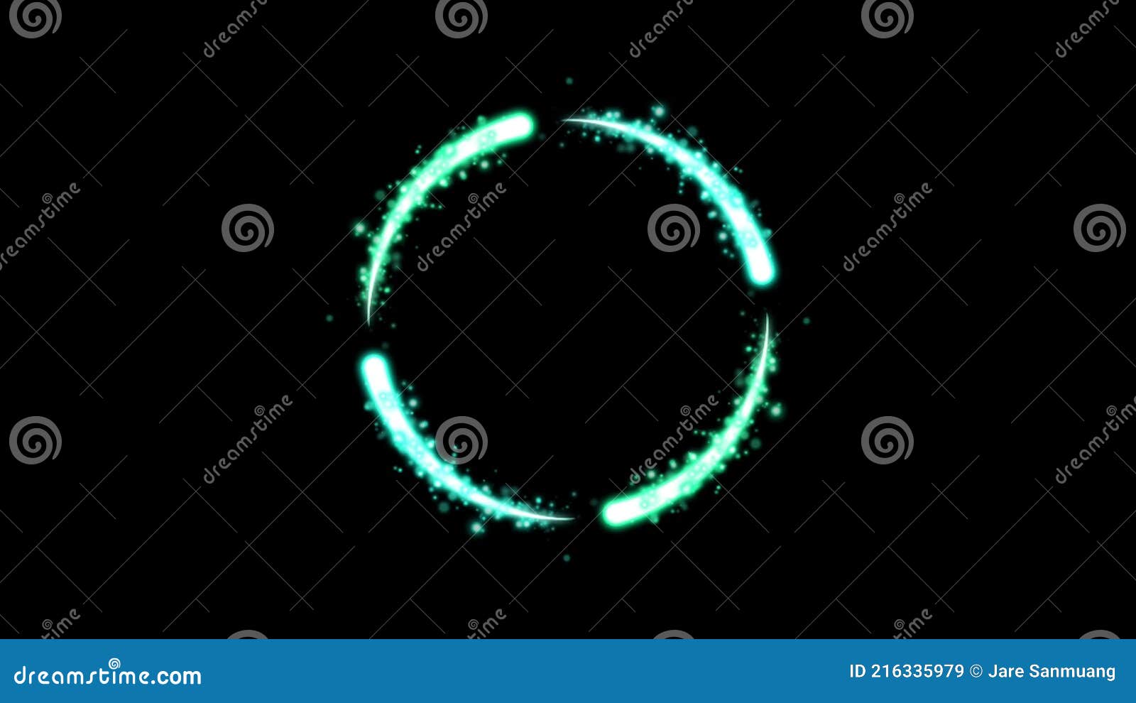 Blue Light Sparkling Particles Shape Circle on a Black Background ...