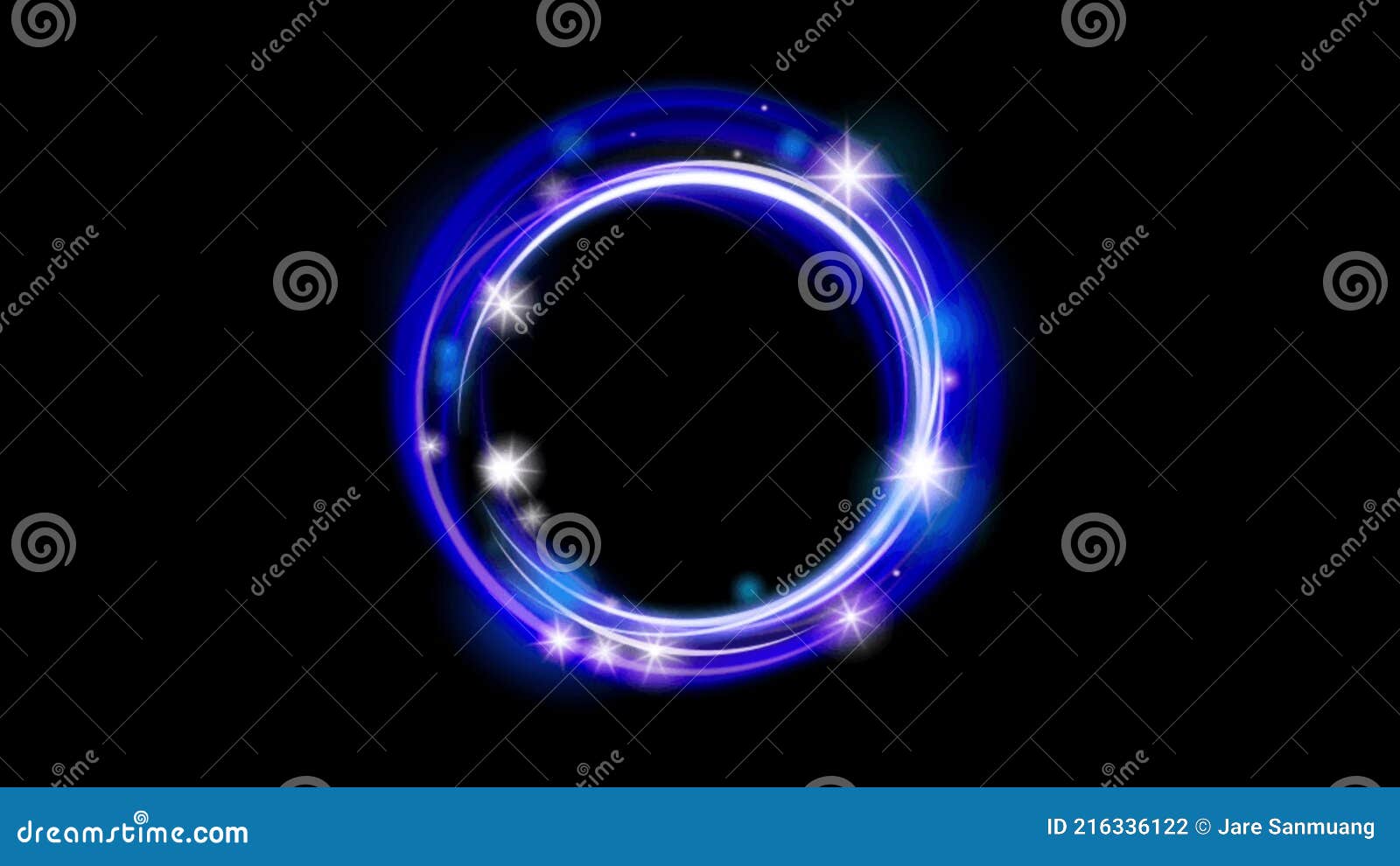 Blue Light Sparkling Particles Shape Circle on Black Background. Stock ...