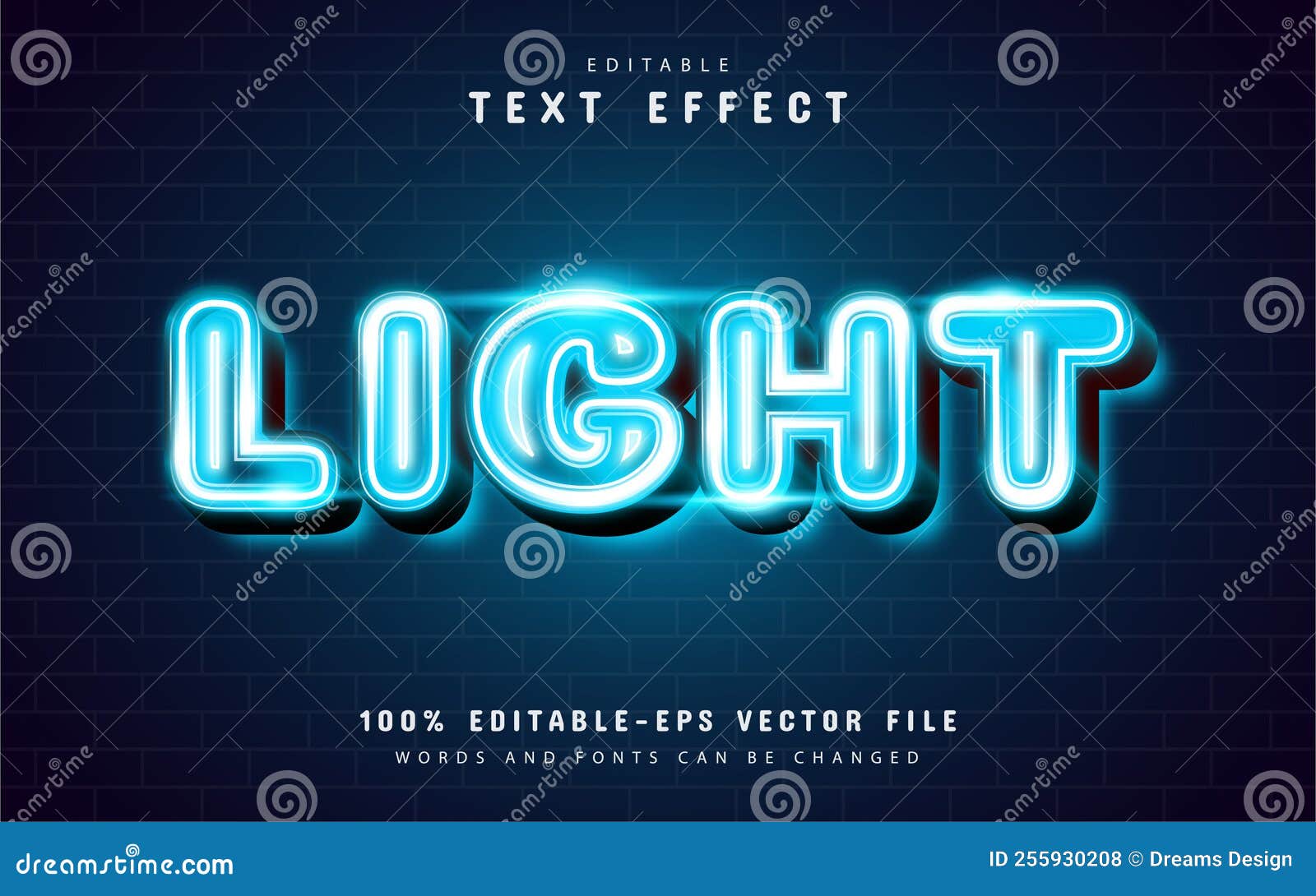 Blue light text effect stock vector. Illustration of letter - 255930208