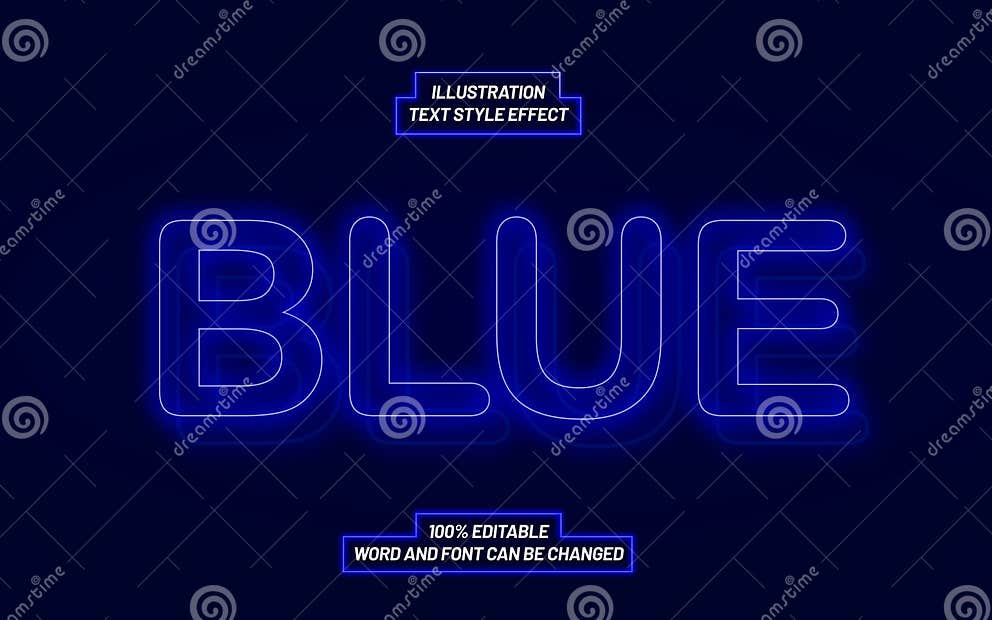 Blue Light Text Style Effect Mockup Stock Vector - Illustration of ...