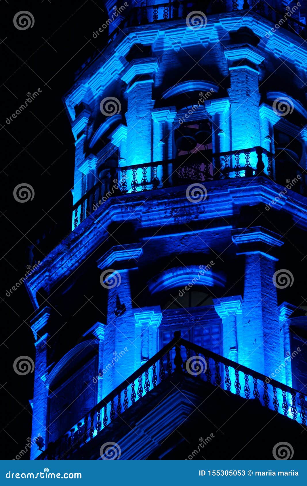 The Blue Light on the Tower Landmark Stock Image - Image of landmark ...
