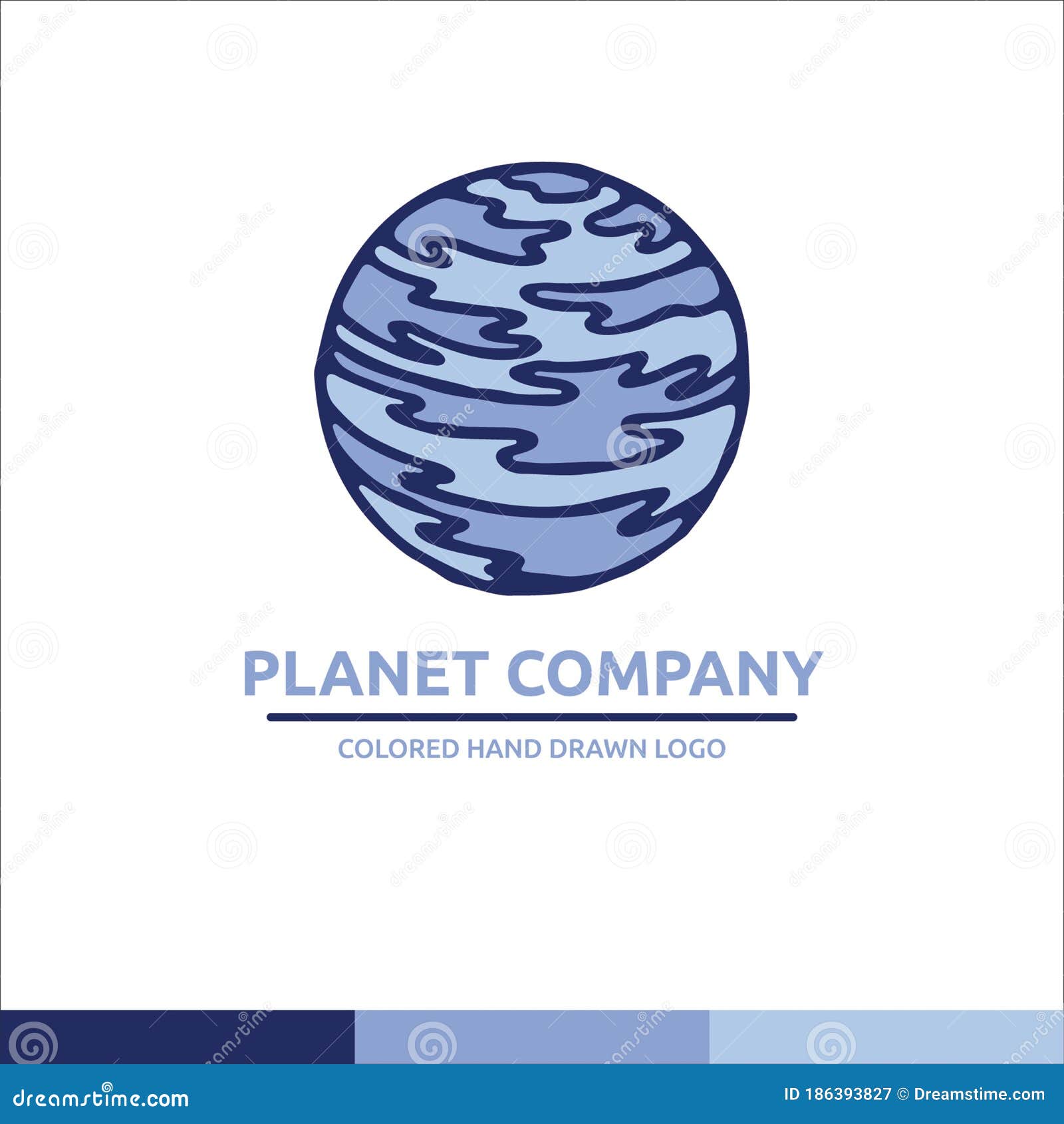 Blue and Light Blue Univerce Vector Planet Illustration Cosmos Logo ...