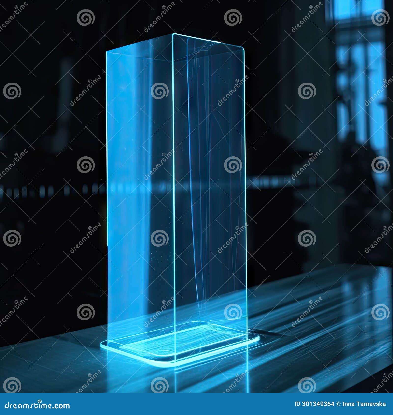 Blue Light in Vertical Glass Box. Future Technologies Concept Stock ...
