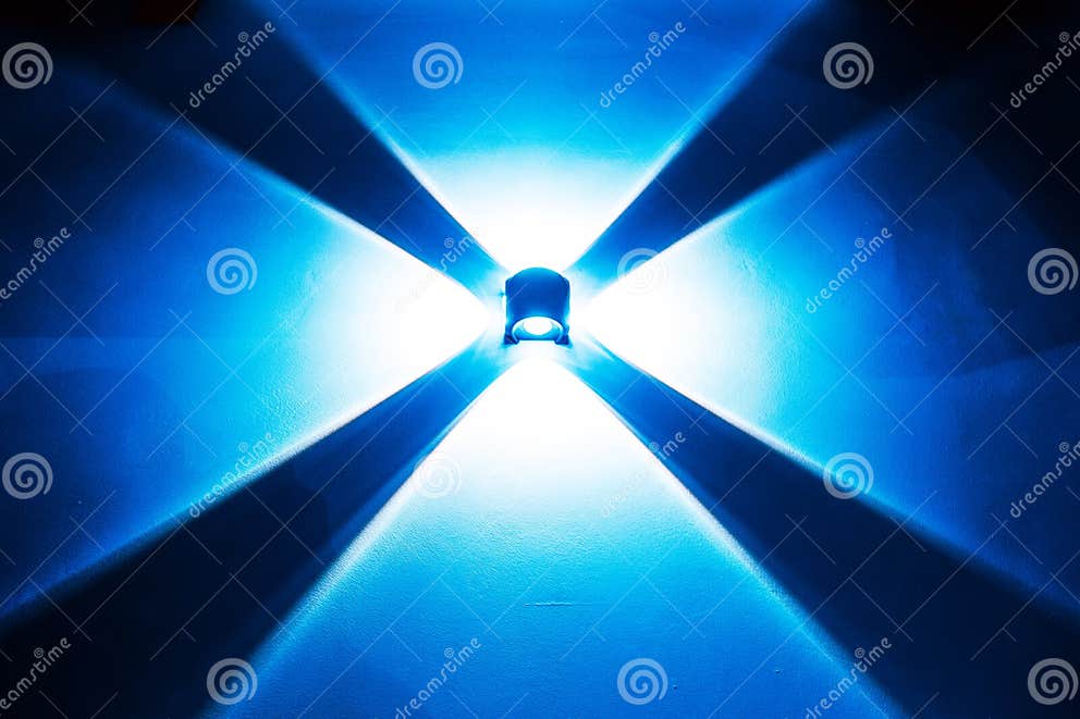 Blue Light Wall Bright Lamp on Wall Stock Image - Image of bulb, lamp ...