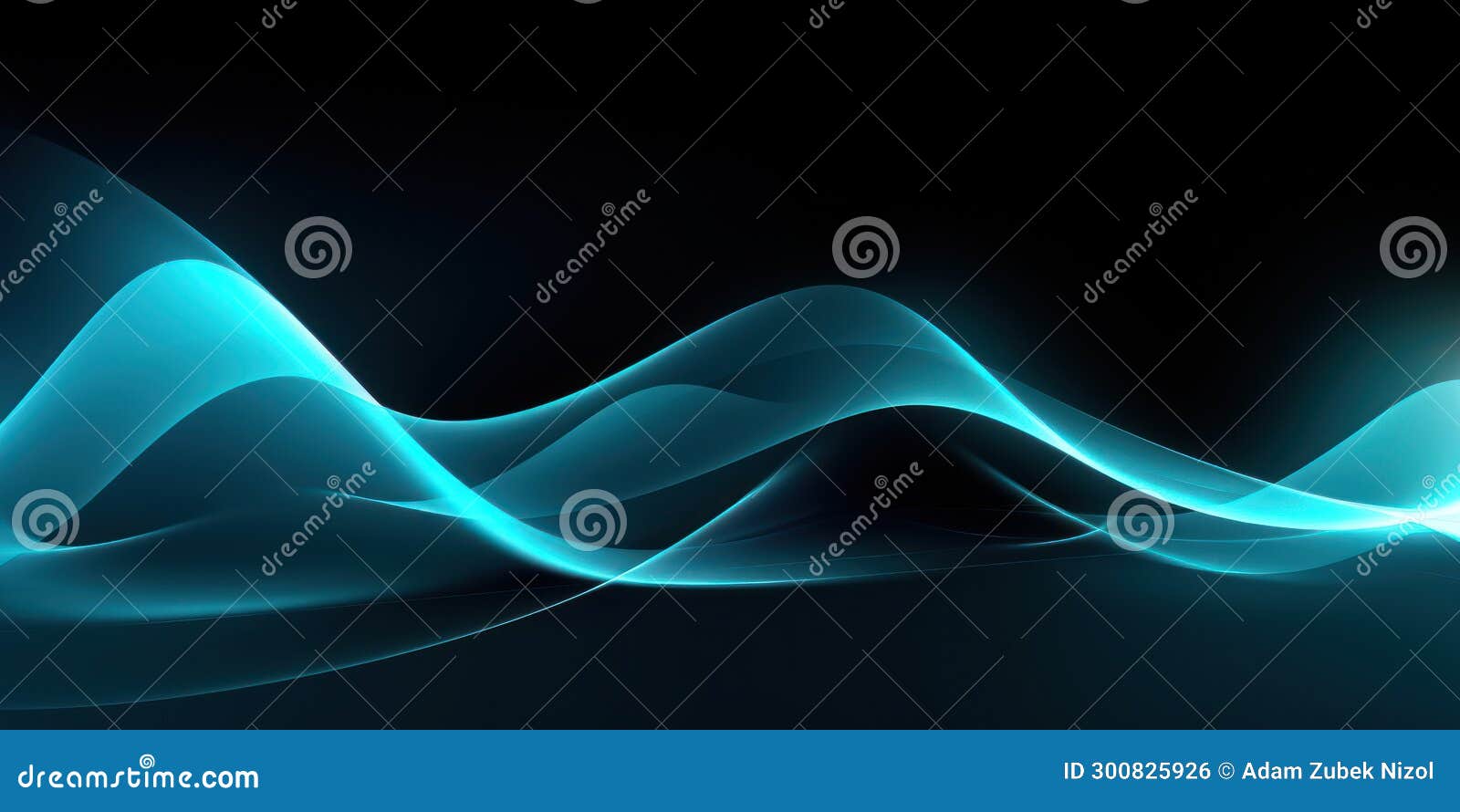 A Blue Light Waves on a Black Background Stock Illustration ...