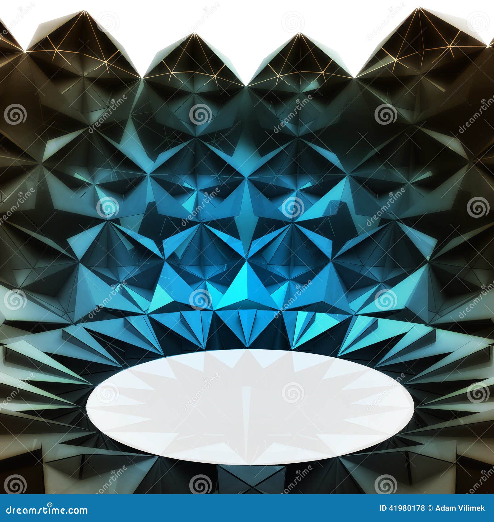 Blue Lighted Triangulated Structure with Oval Down Stock Illustration ...