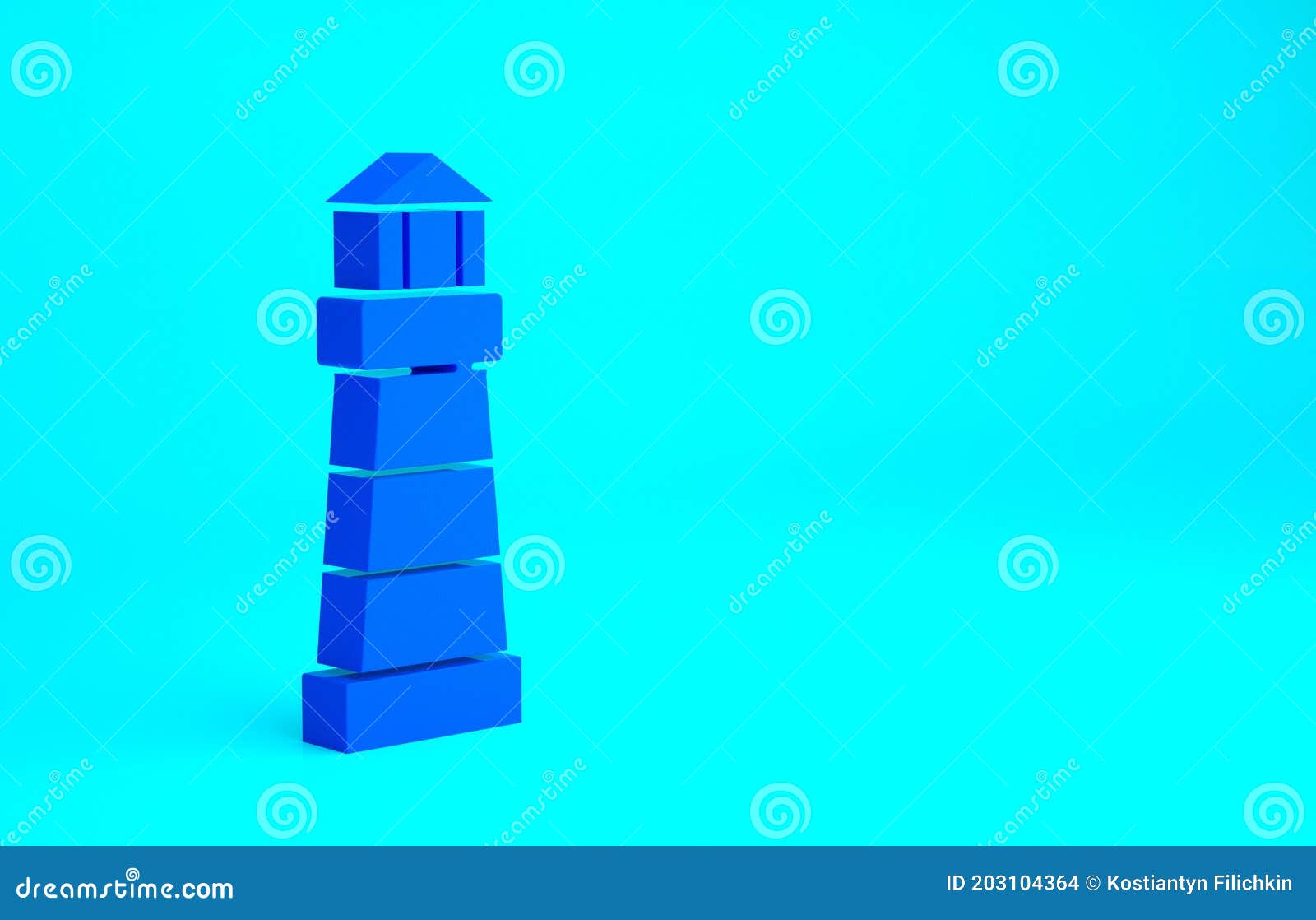 Blue Lighthouse Icon Isolated on Blue Background. Minimalism Concept ...