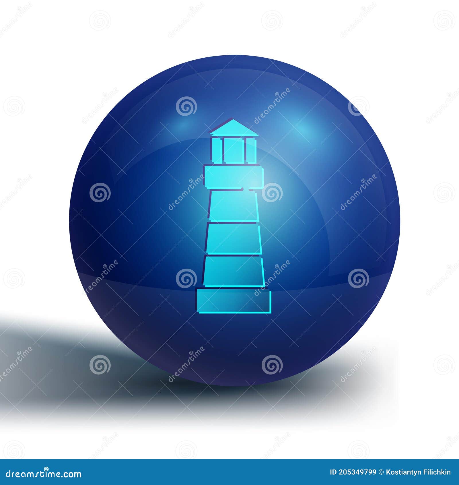 Blue Lighthouse Icon Isolated on White Background. Blue Circle Button ...