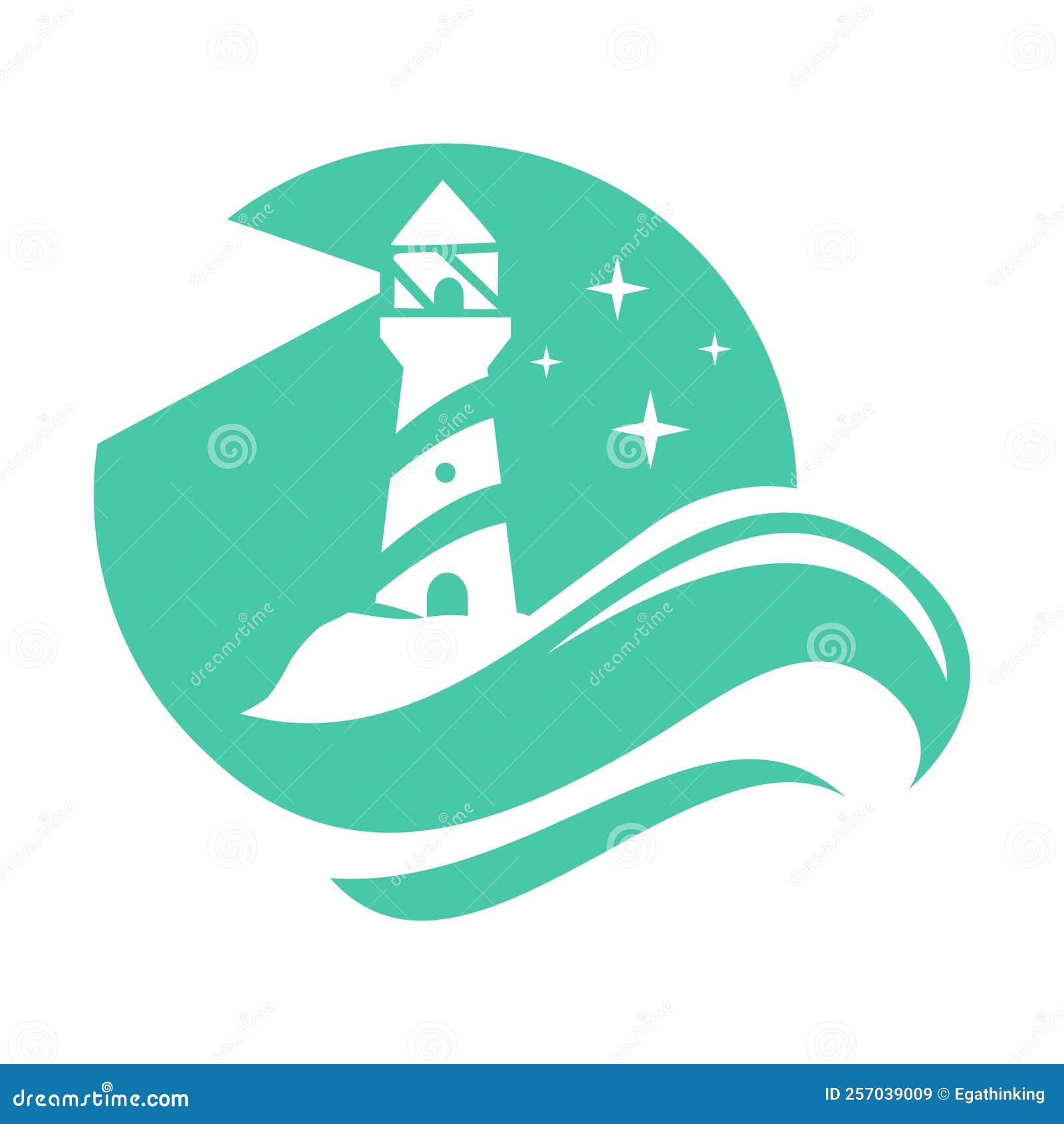 Blue Lighthouse, Star, and Sea Vector Logo Illustration Stock ...