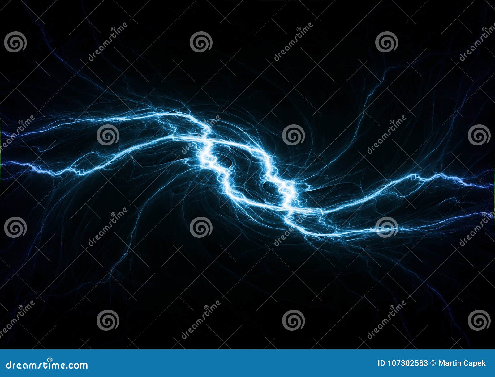 Blue Lightning Black Background