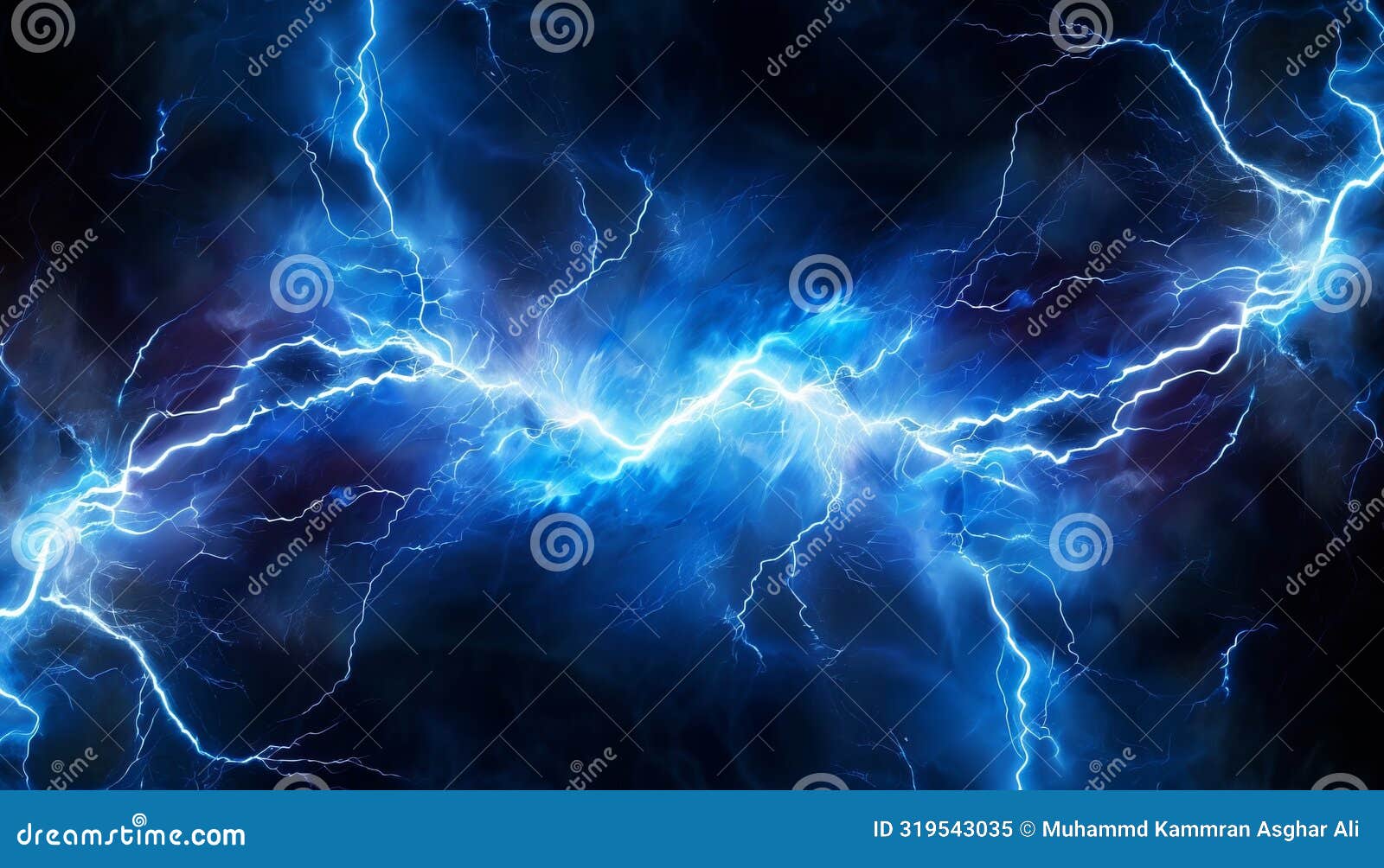Blue Lightning Bolt, Abstract Plasma and Energy Background Stock ...