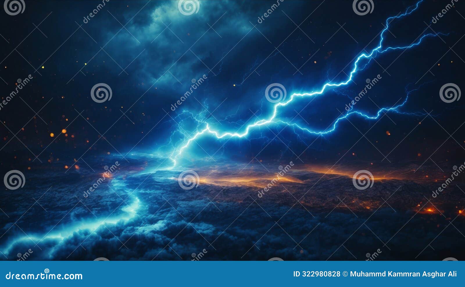Blue Lightning Bolt, Abstract Plasma and Energy Background Stock ...