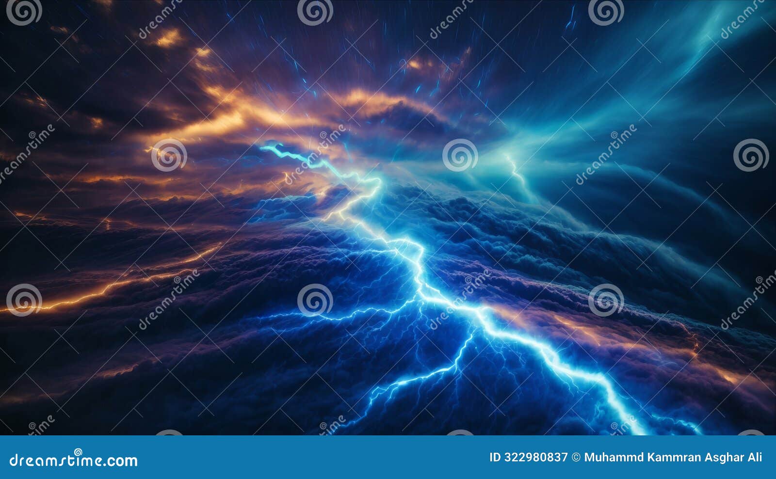 Blue Lightning Bolt, Abstract Plasma and Energy Background Stock ...