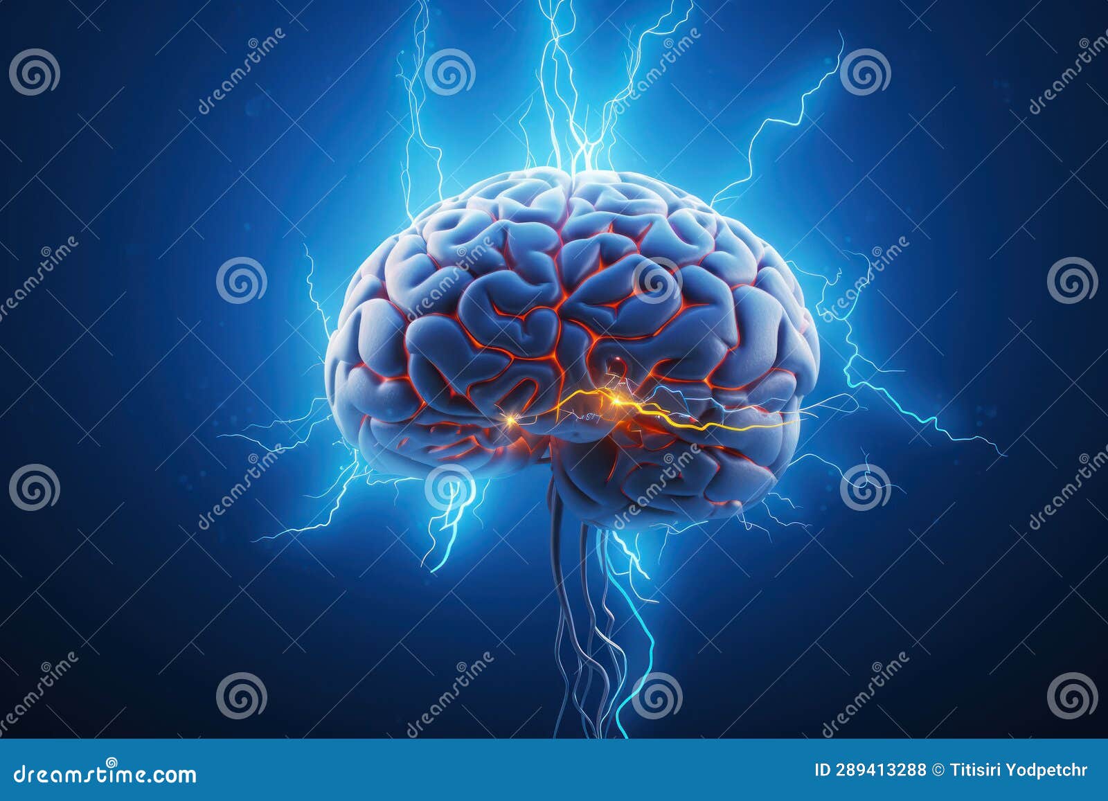 Blue Lightning Brain Fusion Of Cognitive Power And Technology Stock ...