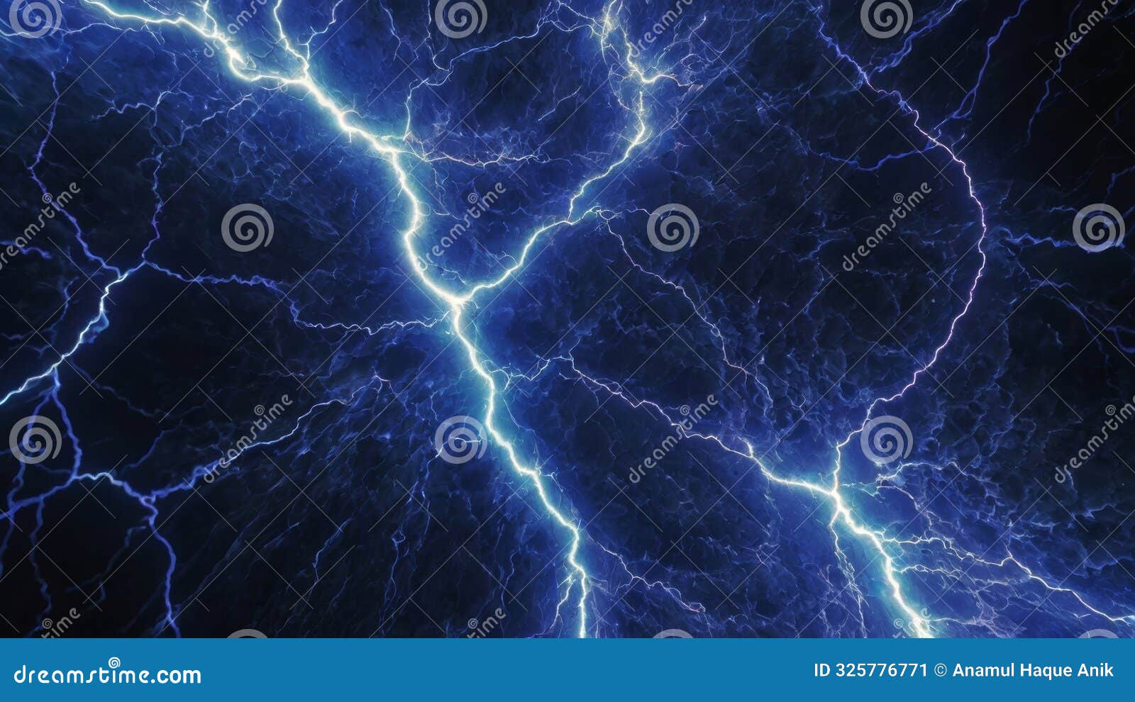 Blue Lightning in the Dark, Abstract Background, 3d Render Illustration ...