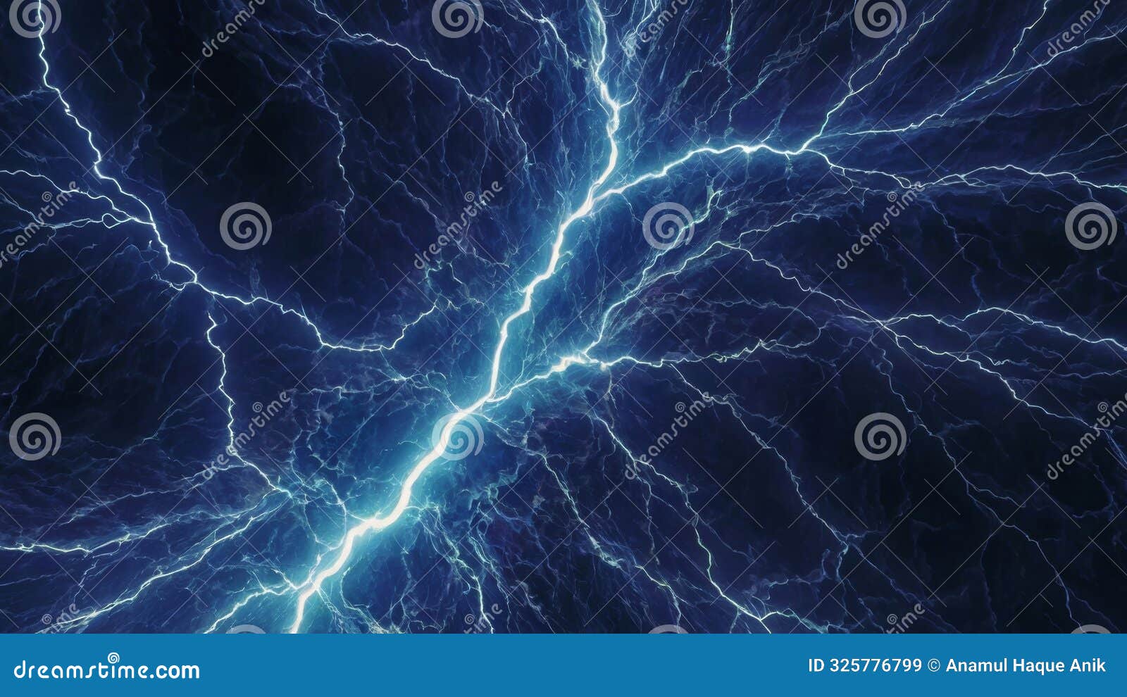 Blue Lightning in the Dark, Abstract Background, 3d Render Illustration ...
