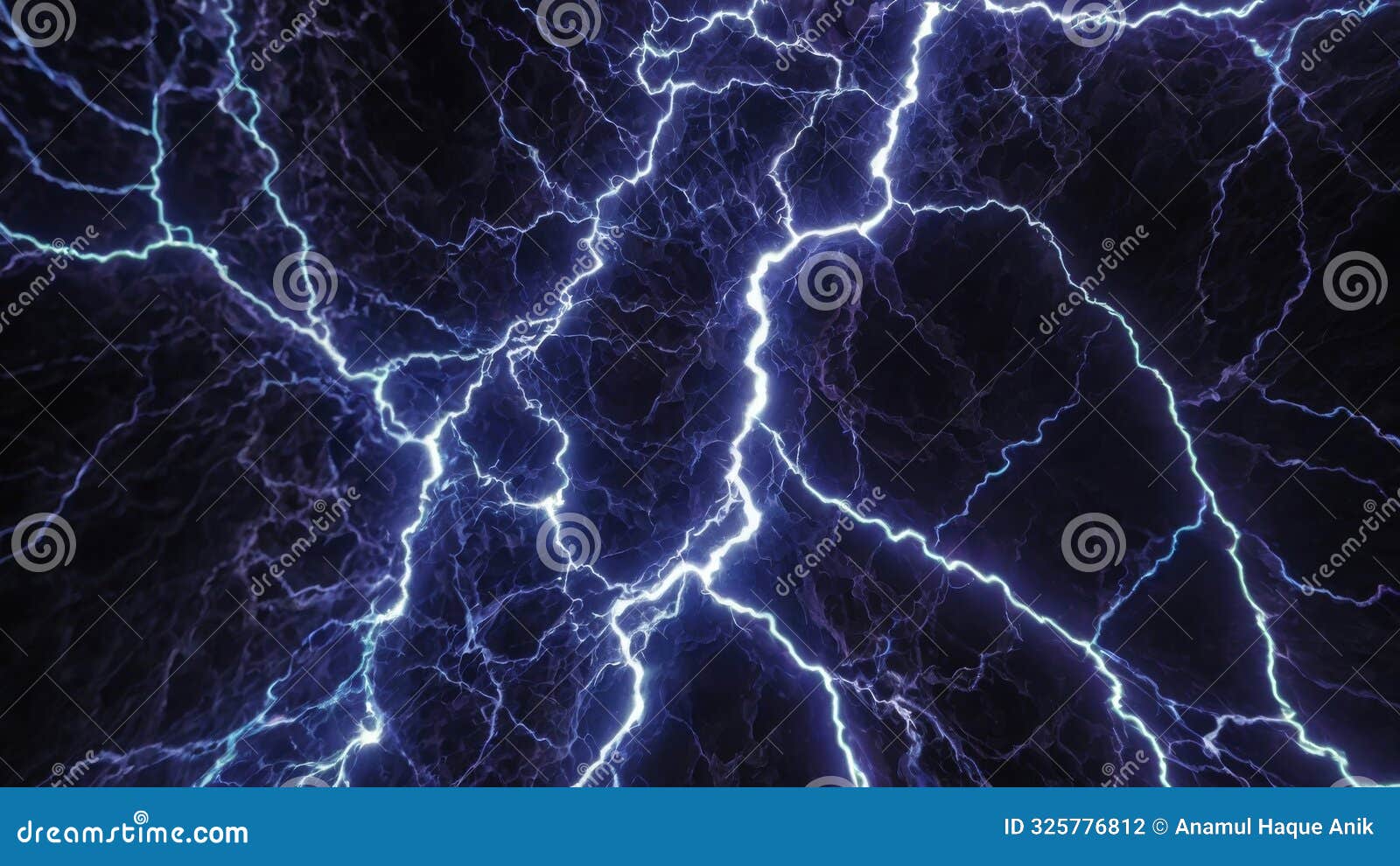 Blue Lightning in the Dark, Abstract Background, 3d Render Illustration ...