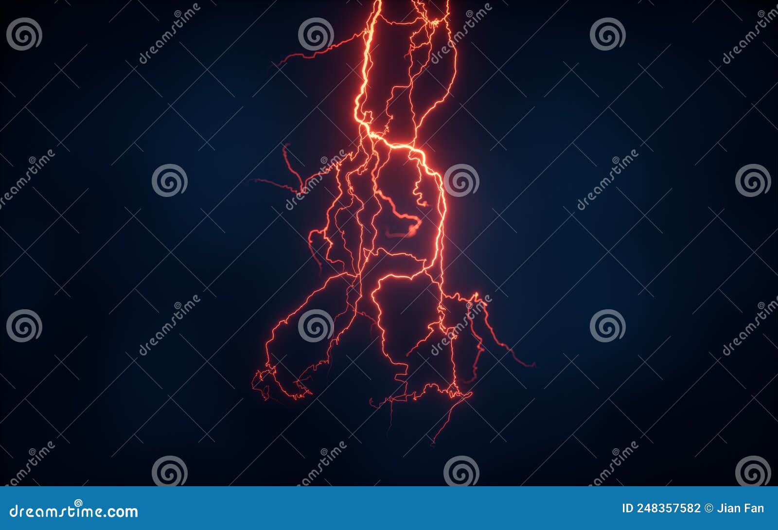 Blue Lightning with Dark Background, 3d Rendering Stock Illustration ...