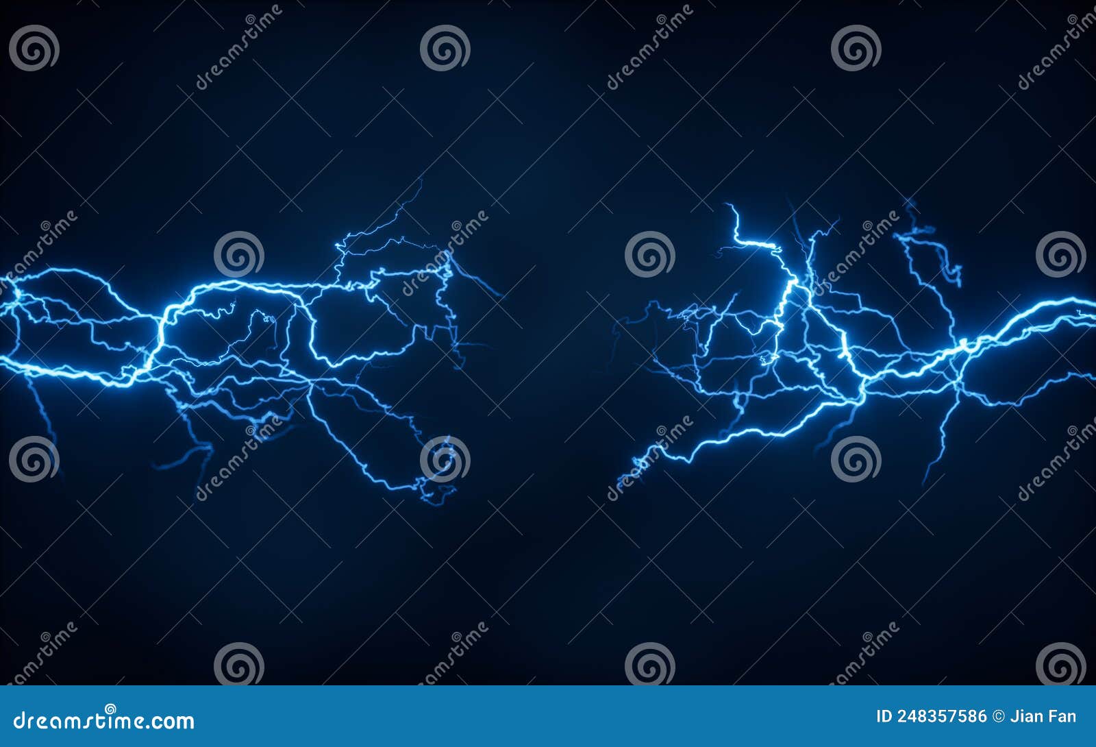 Blue Lightning with Dark Background, 3d Rendering Stock Illustration ...