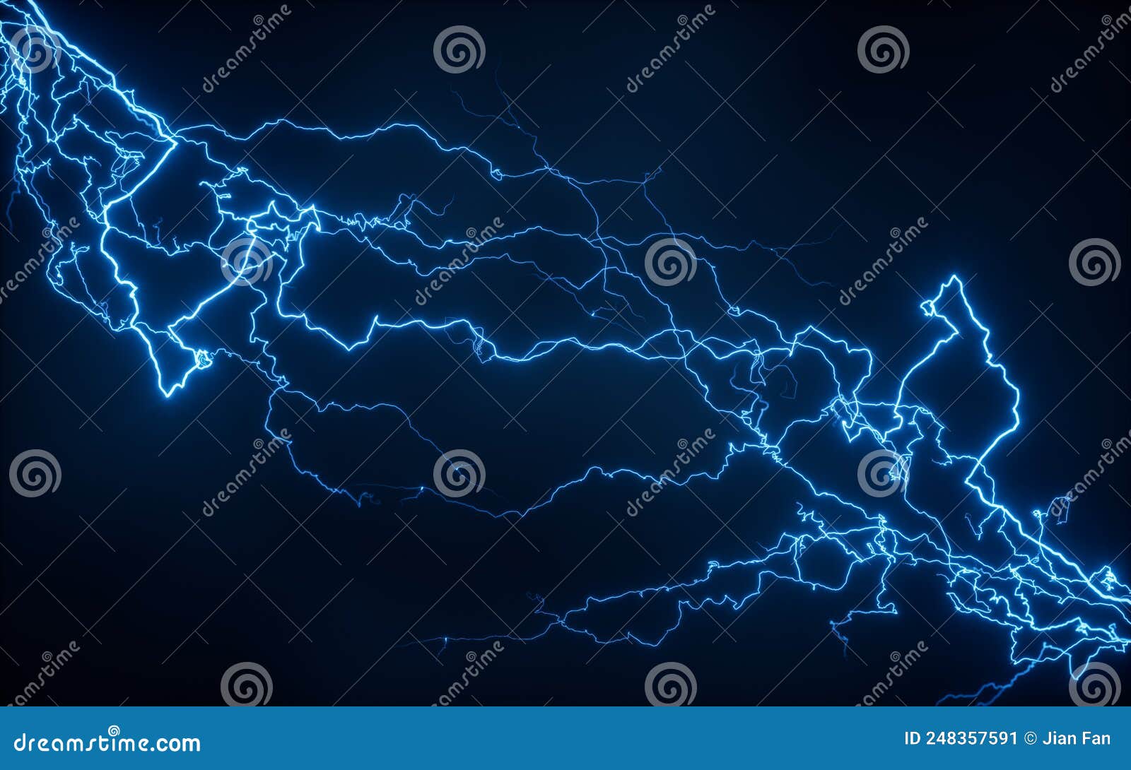 Blue Lightning with Dark Background, 3d Rendering Stock Illustration ...